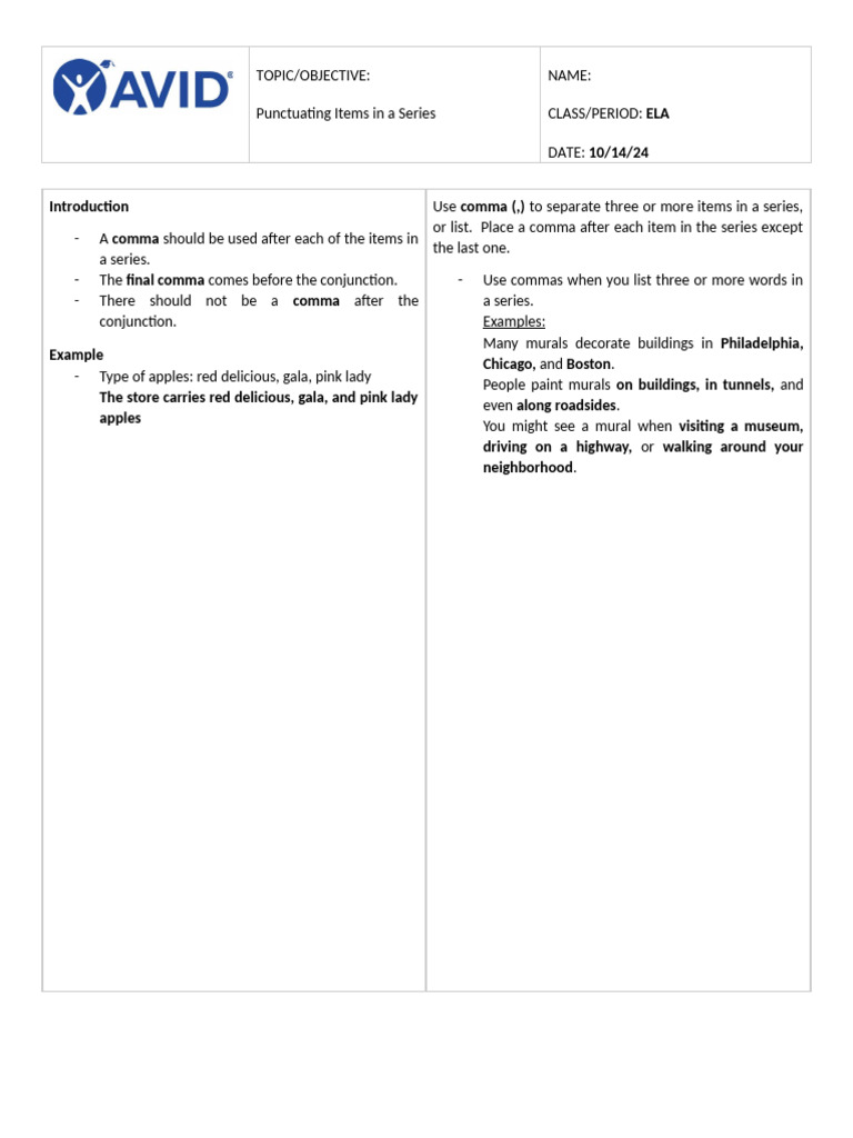 I-Ready Language Punctuating Items in A Series | PDF