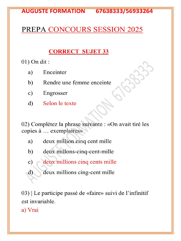 Correc Sujet 33 | PDF