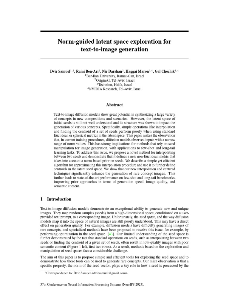 Norm-Guided Latent Space Exploration For Text-To-Image Generation | PDF | Interpolation