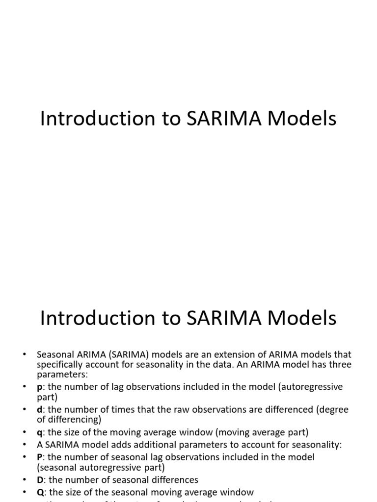 SARIMA Models for Time Series Analysis | PDF | Autoregressive Integrated Moving Average ...