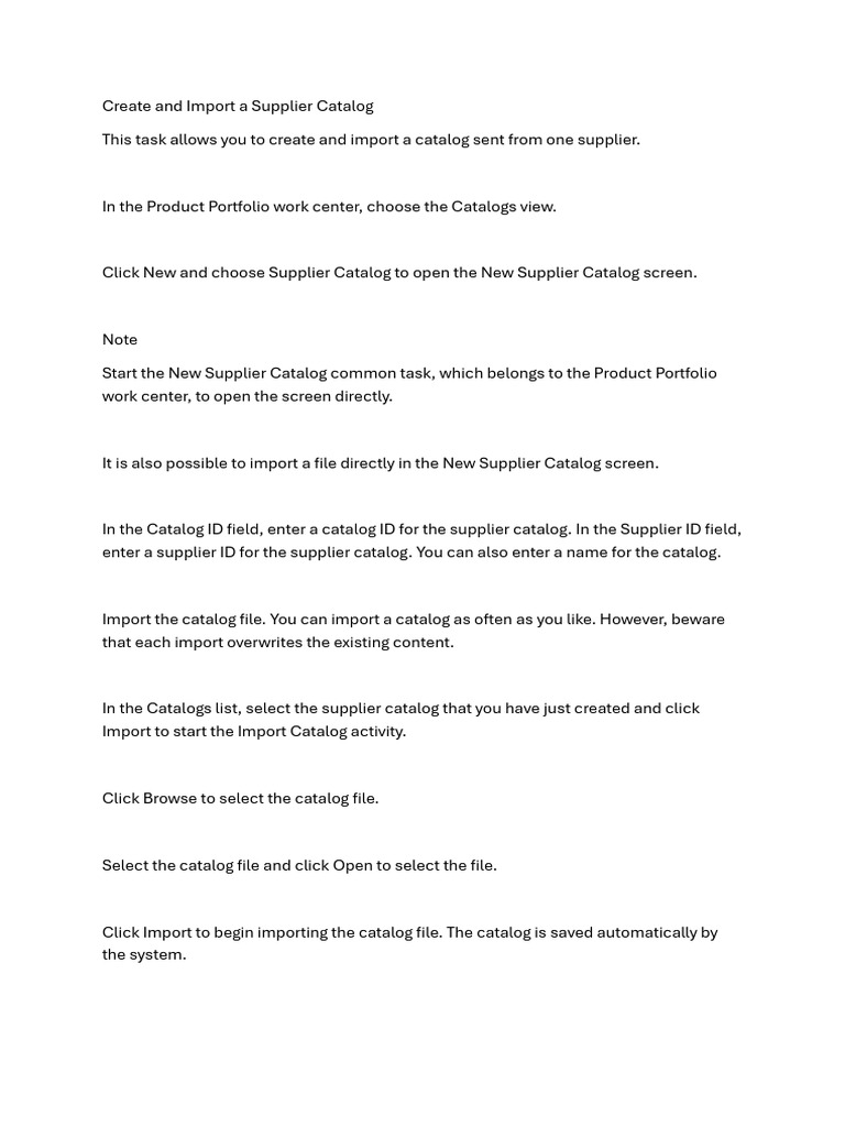Create and Import A Supplier Catalog | PDF | Comma Separated Values | Spreadsheet