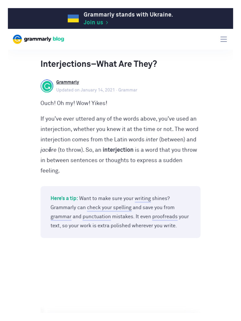 Interjections Grammar Rules | PDF | Language Mechanics | Grammar