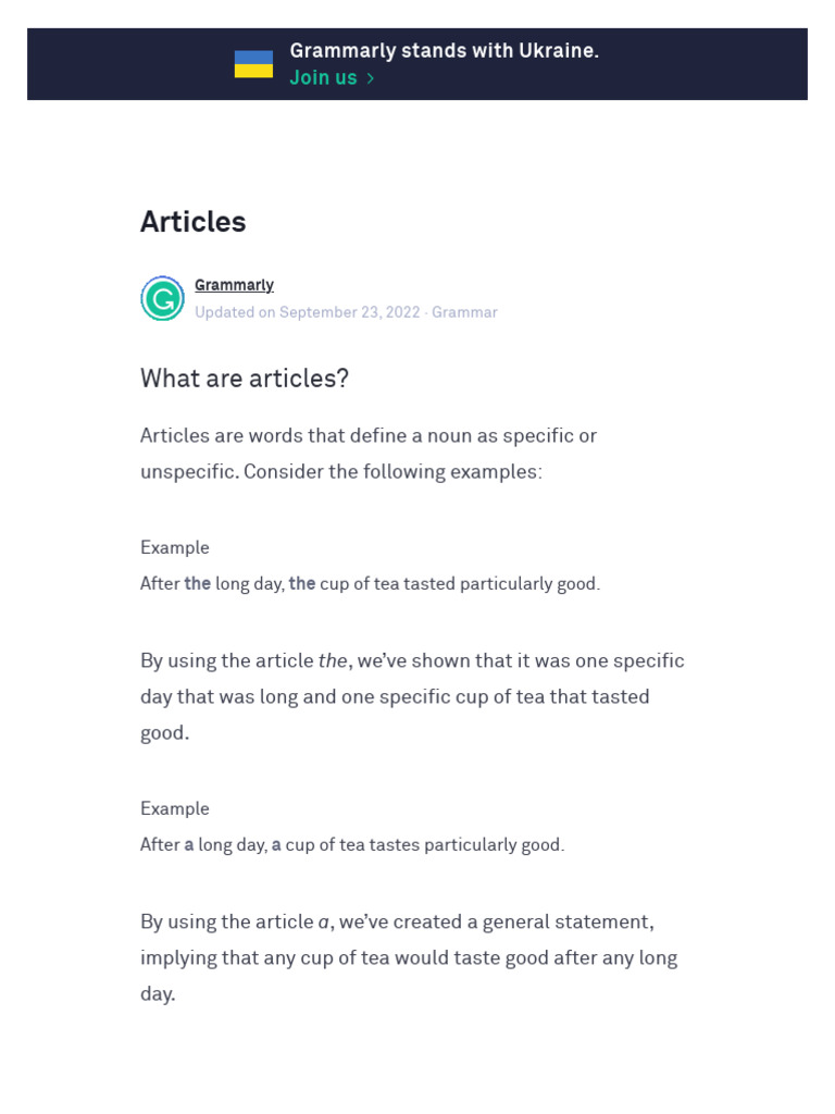 Articles Grammar Rules | PDF | Noun | Word
