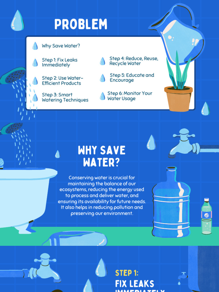 Blue and Green Illustrative How To Save Water Presentation | PDF ...