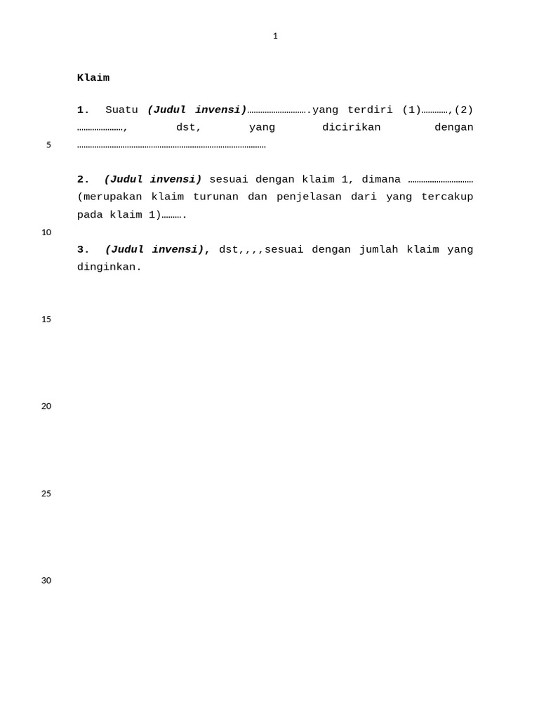 Template Klaim Paten | PDF | Hukum