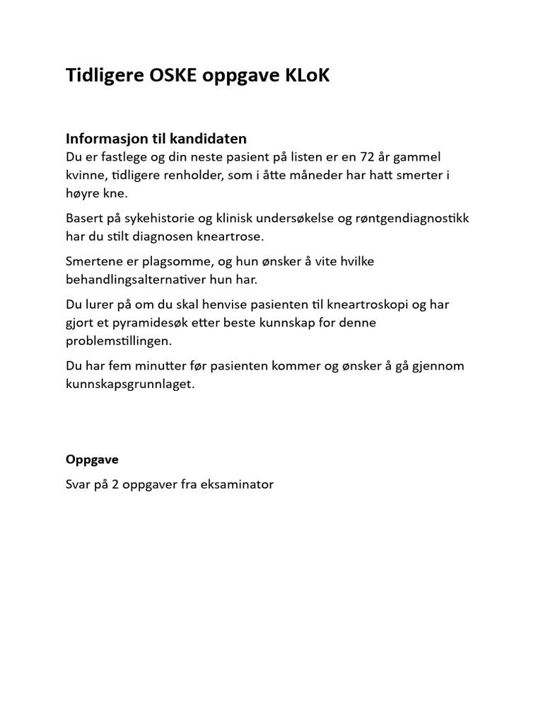 Oske Modul 8 Og Fagproven Eksempel Pa Oppgave - Klok | PDF