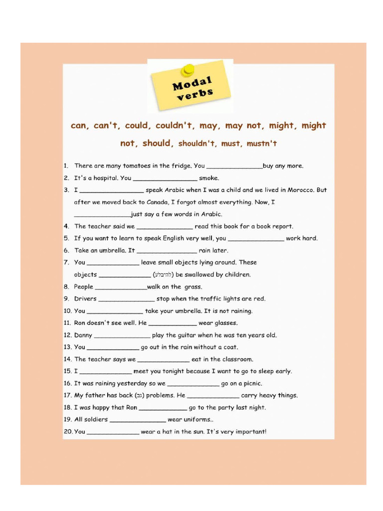 Modal Auxiliary Verbs Pdf