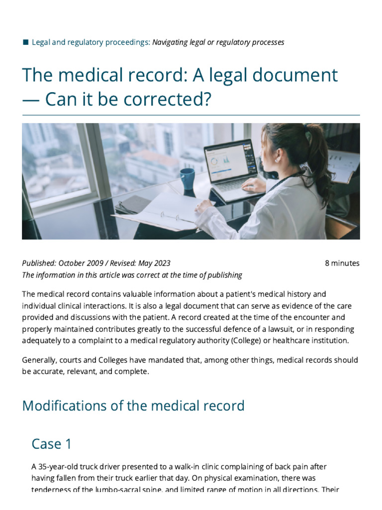 Medical Record Corrections Guide | PDF | Medical Record | Pain