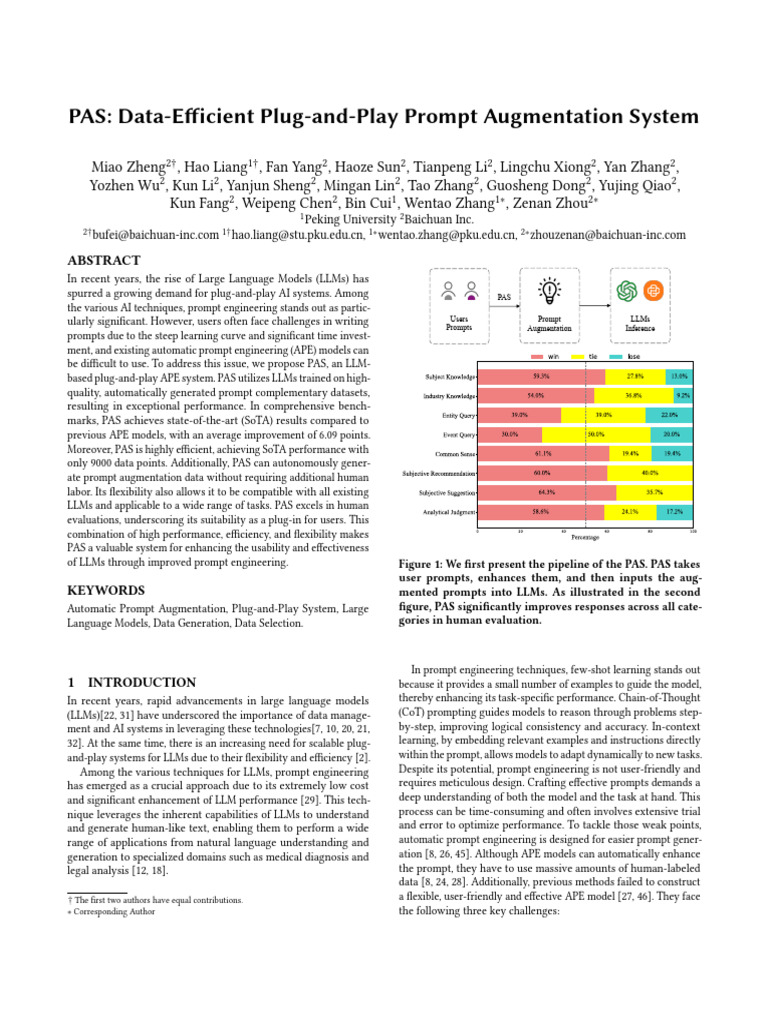 PAS Data Efficient Plug and Play Prompt Augmentation 1720873144 | PDF ...