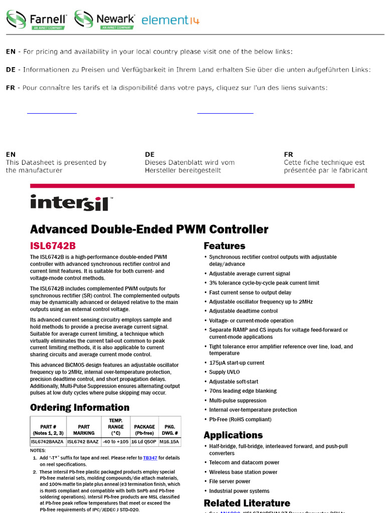 Isl6742baaza Isl6742baaza-T | PDF | Amplifier | Electronic Oscillator