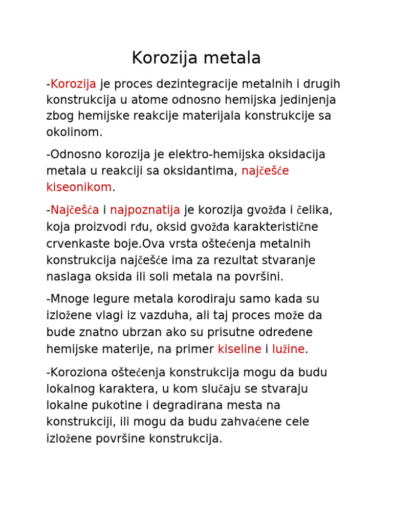 KOROZIJA METALA Jovana Jankovic A16 | PDF