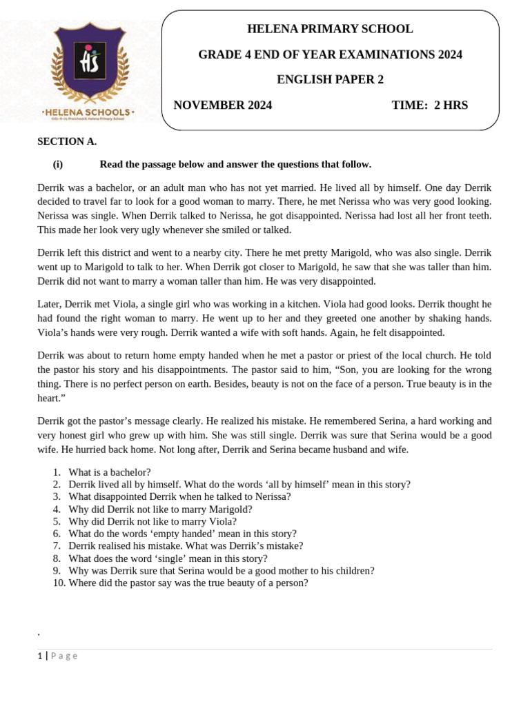 Grade 4 Papers | PDF