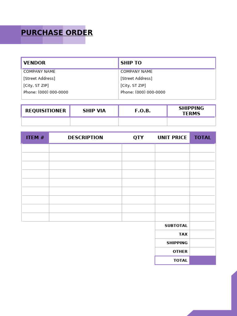 Purchase Order Template | PDF