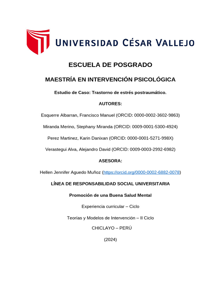 TCC para Trastorno de Estrés Postraumático | PDF | Terapia de conducta ...