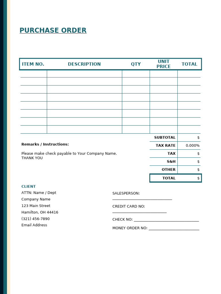 Purchase Order Template for Businesses | PDF