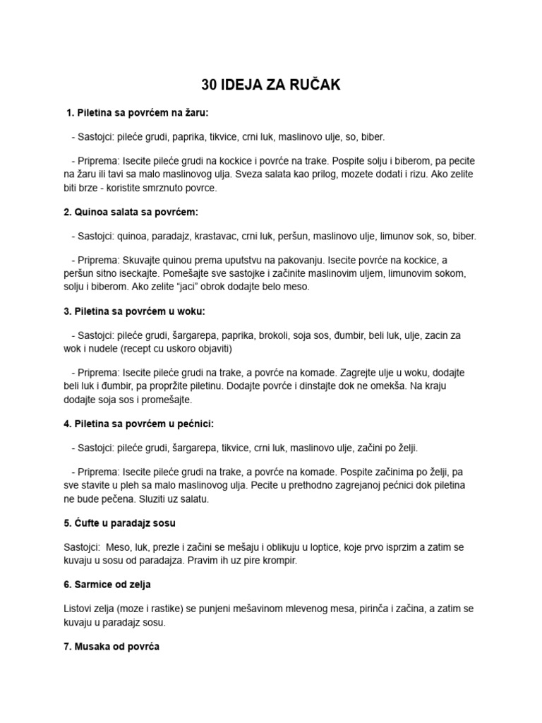 30 Ideja Za Ručak | PDF