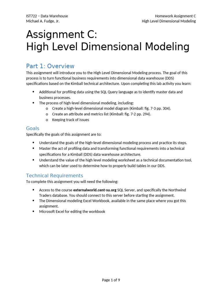C - High Level Dimensional Modeling | PDF | Data Warehouse | Databases