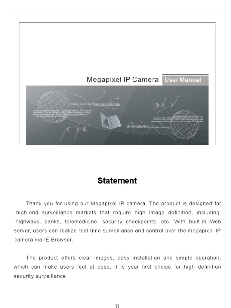 Megapixel IP Camera User Manual | PDF | Ip Address | Video