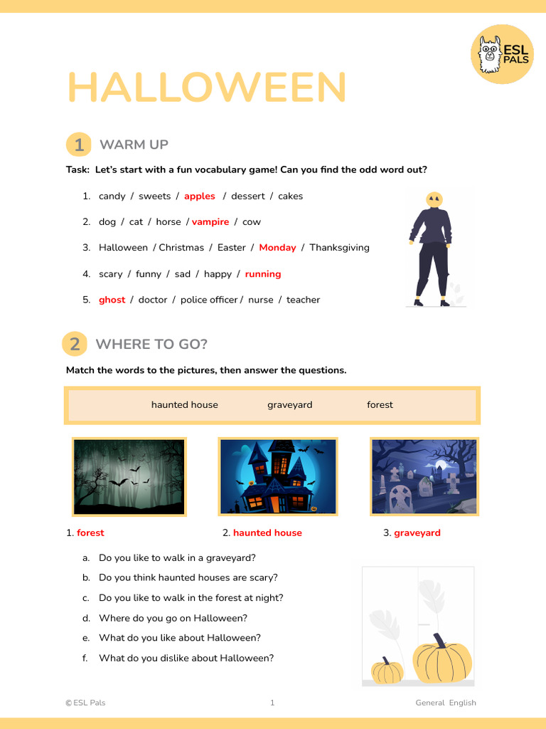 Halloween Vocabulary and Activities Guide | PDF | Halloween | Trick Or ...