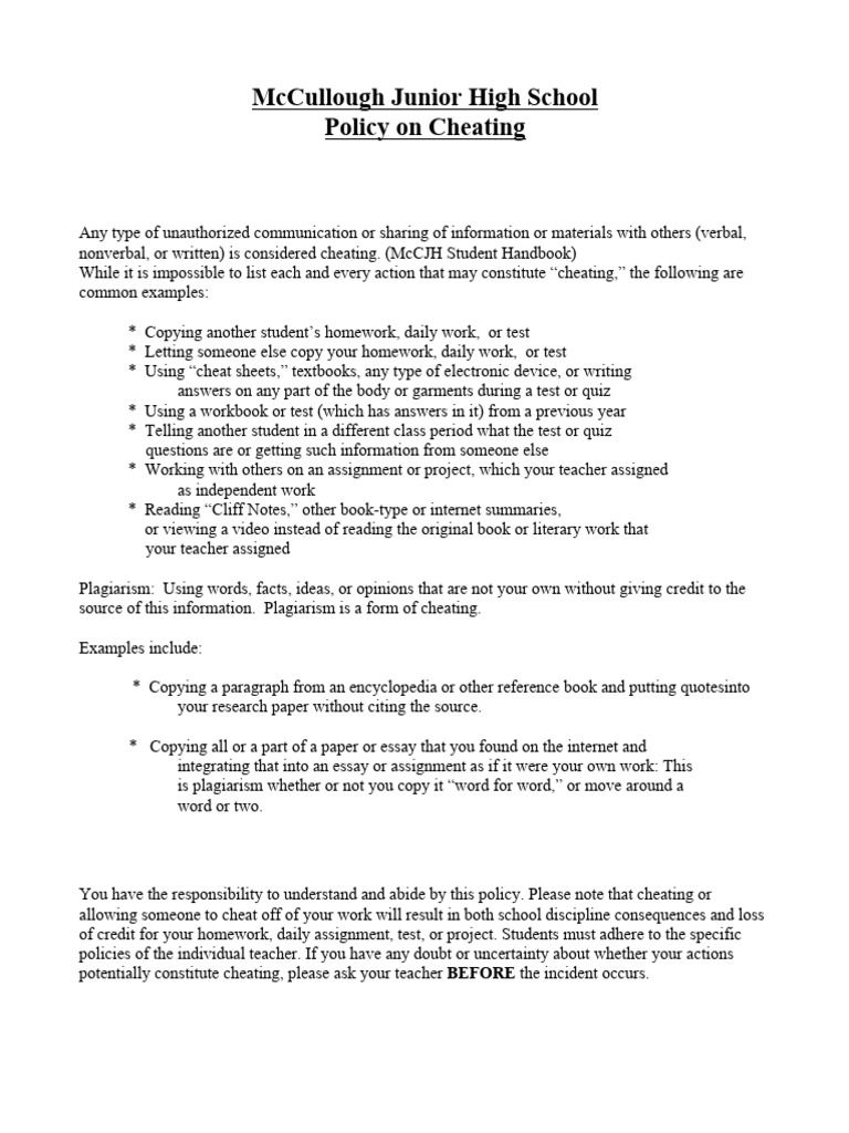 MCC Cheating Policy (1) - 1 | PDF