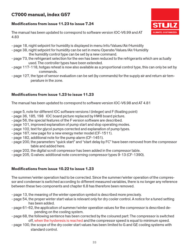 STULZ C7000 G57 Modifications | PDF | Parameter (Computer Programming)