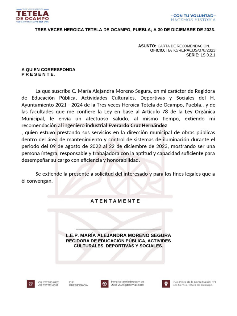 Recomendación de Everardo Cruz | PDF | Ciencias sociales