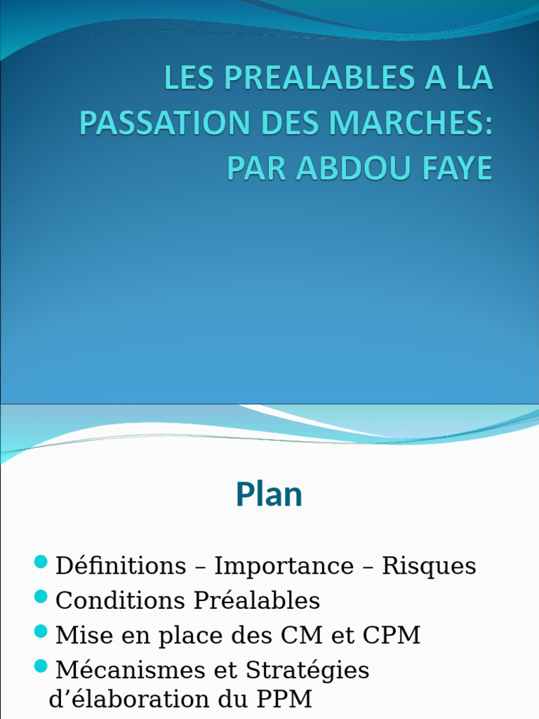 Les Préalables À La Passation Des Marchés | PDF