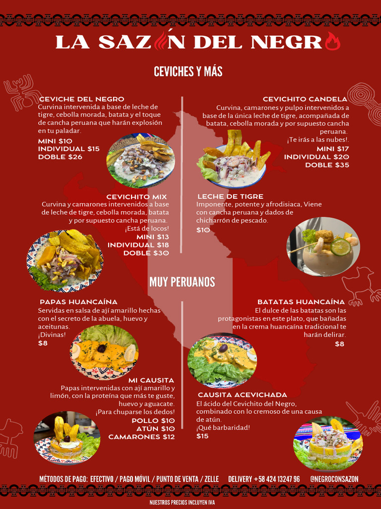 Menú La Sazón Del Negro | PDF | Mariscos | Cocina latinoamericana