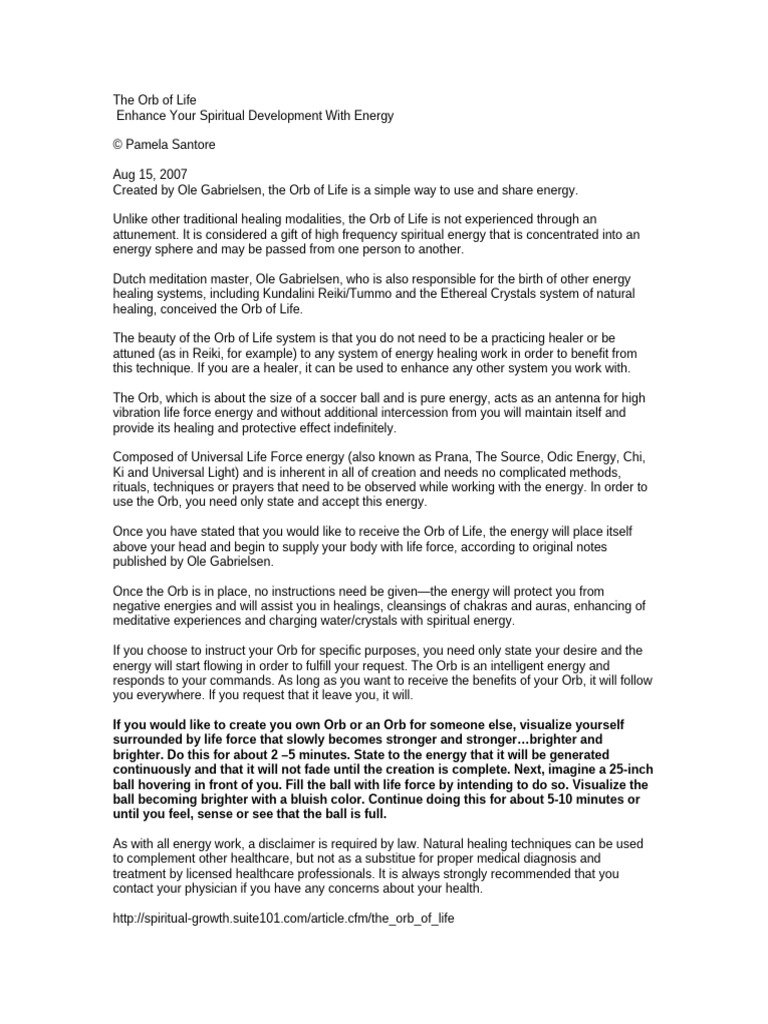 Orb of Life: Spiritual Energy Guide | PDF | Spirituality