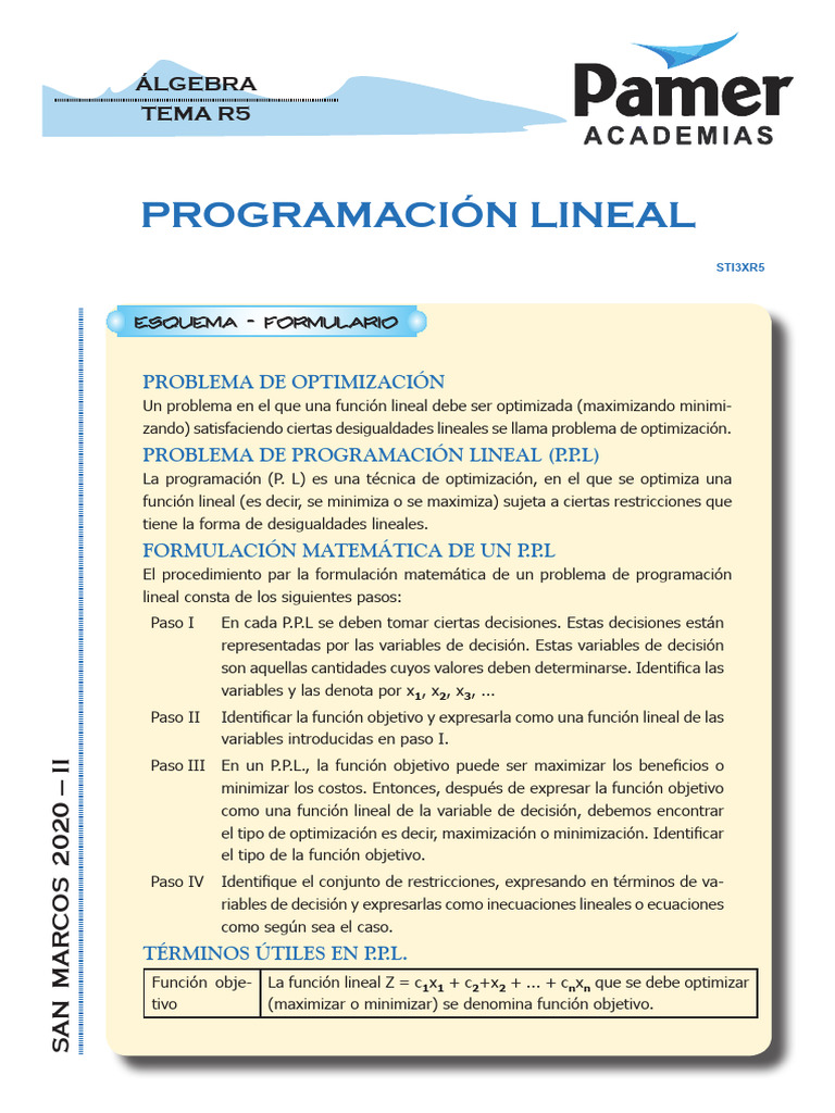 Guía Completa de Programación Lineal | PDF | Programación lineal ...