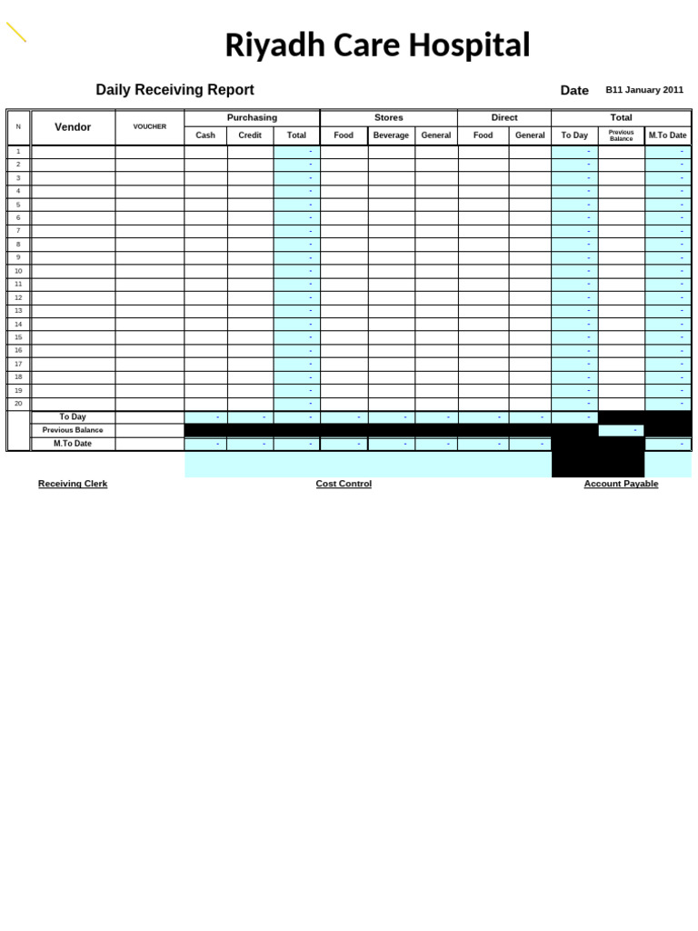 Daily Receiving Report Template | PDF | Accounting | Business