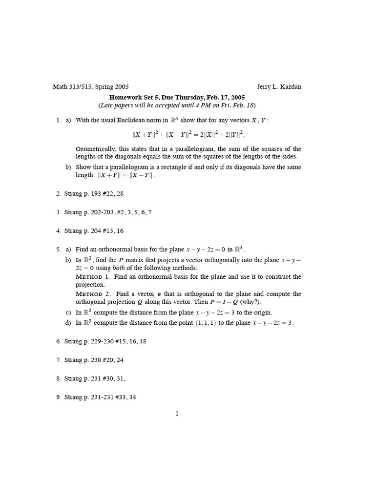 https:www2 Math Upenn Edu: Kazdan:313s05:hw:hw5 | PDF | Euclidean ...