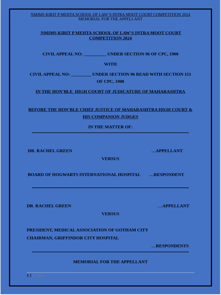 Intra Appellant Final Draft | PDF | Damages | Appeal