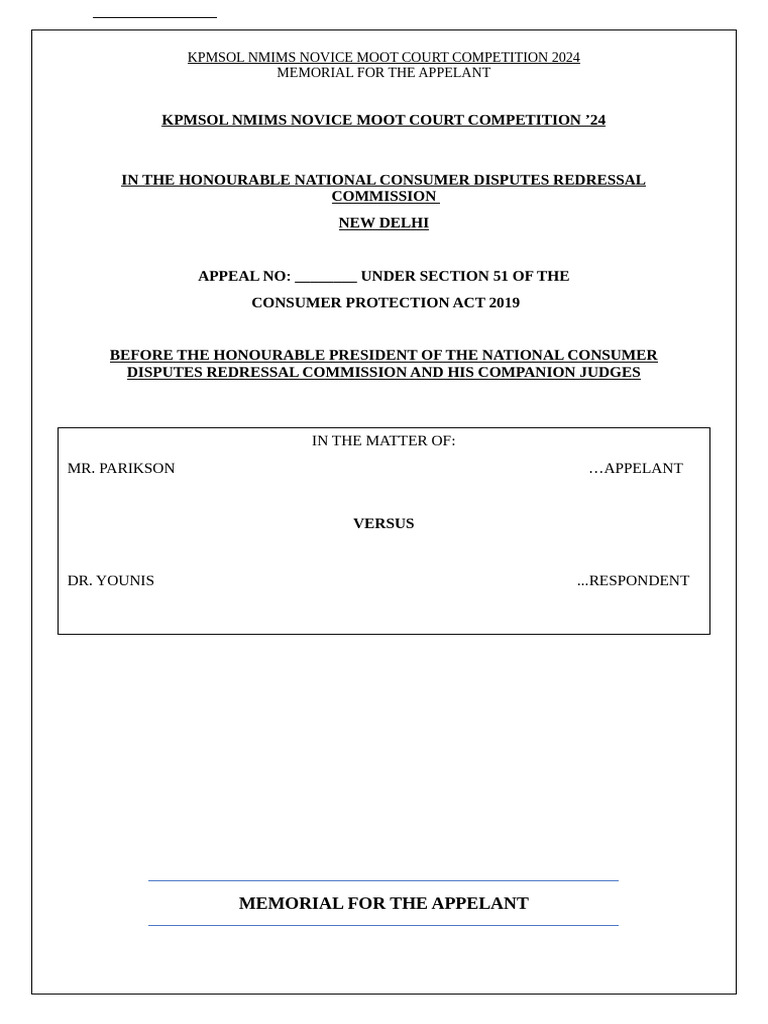 Novice Moot Court Respondent Memorial | PDF | Appeal | Mootness