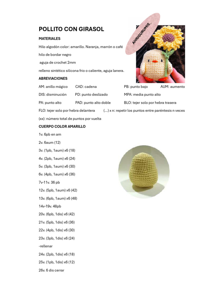 Pollito Con Girasol | PDF | Textiles | Tejidos Figurados