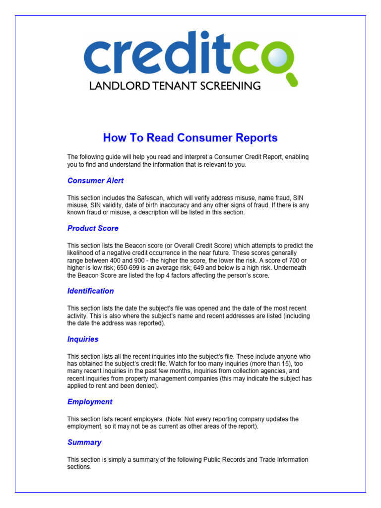 Howto Read Consumer Credit Reports | PDF | Credit Card | Credit Score