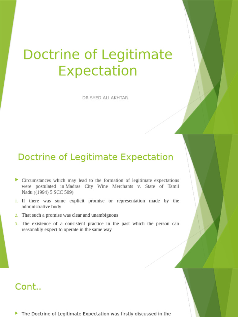 Understanding the Legitimate Expectation Doctrine | PDF | Governance ...