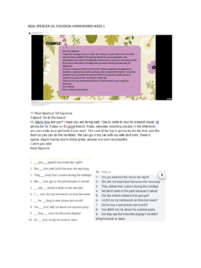 Neal Spencer HW Week 1 | PDF