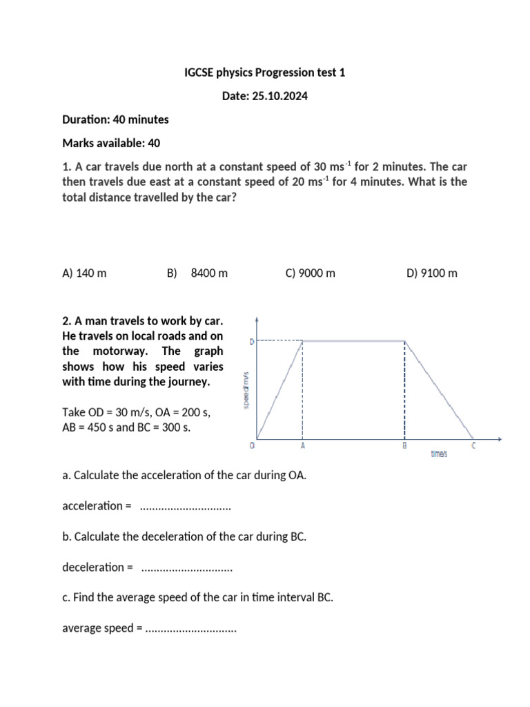 Progression 1 İGCSE | PDF | Force | Speed