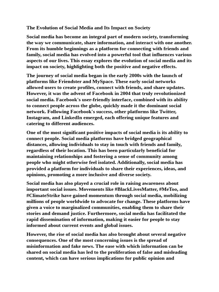 Essay Impact of Technology | PDF | Social Media | Popular Culture ...