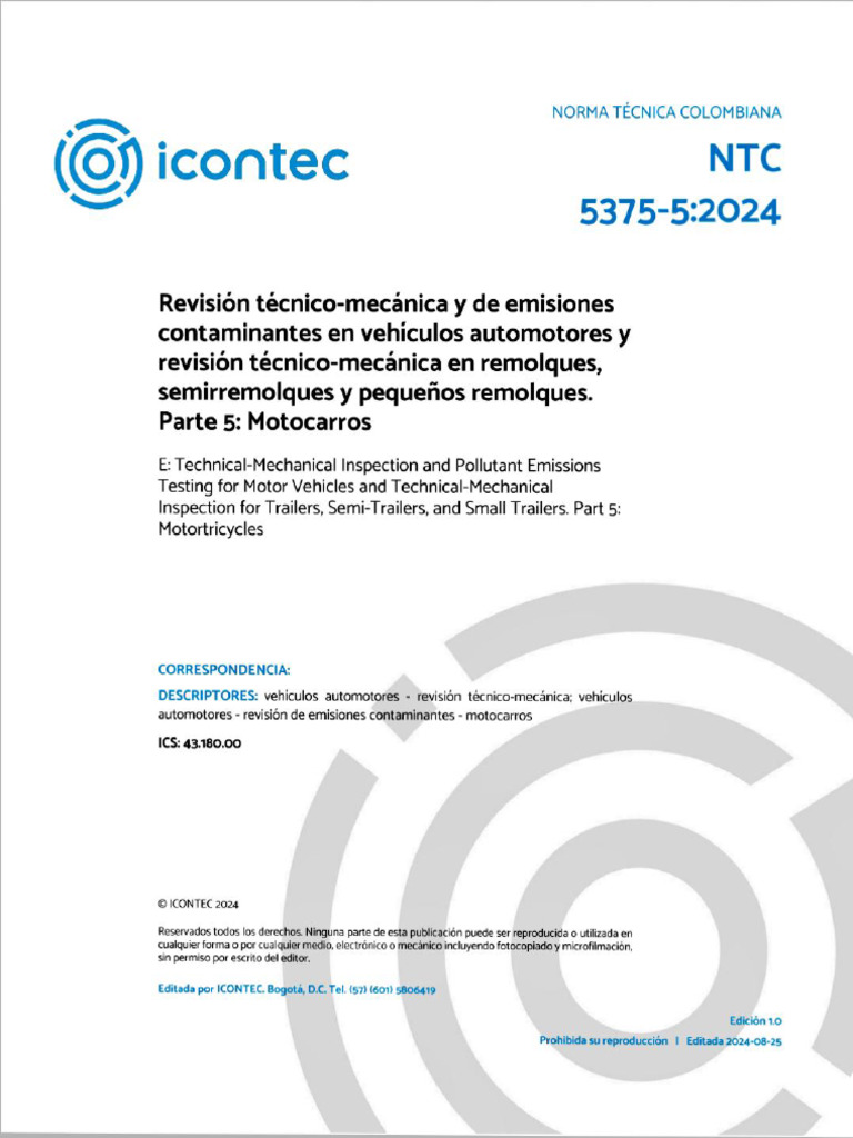 5 NTC 5375-5 2024 | PDF | Vehículos terrestres | Industria automotriz