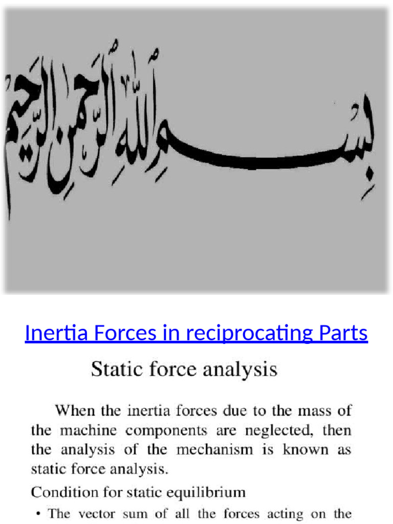 PPT-3 (A) - Inertia Forces in Reciprocating Parts-2020 | PDF