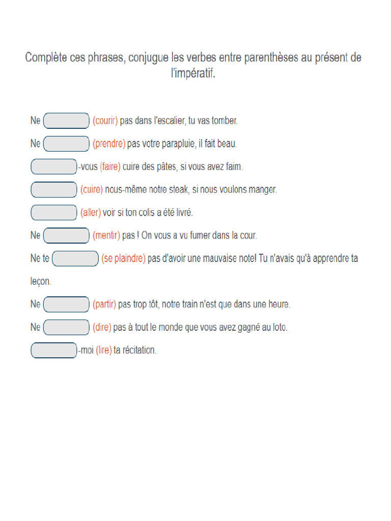 Exercices Impératif | PDF