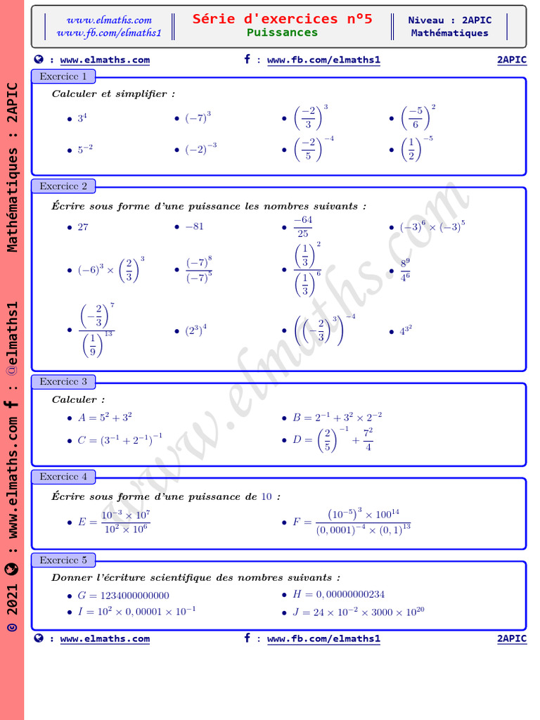 Serie 5 2apic Puissances | PDF