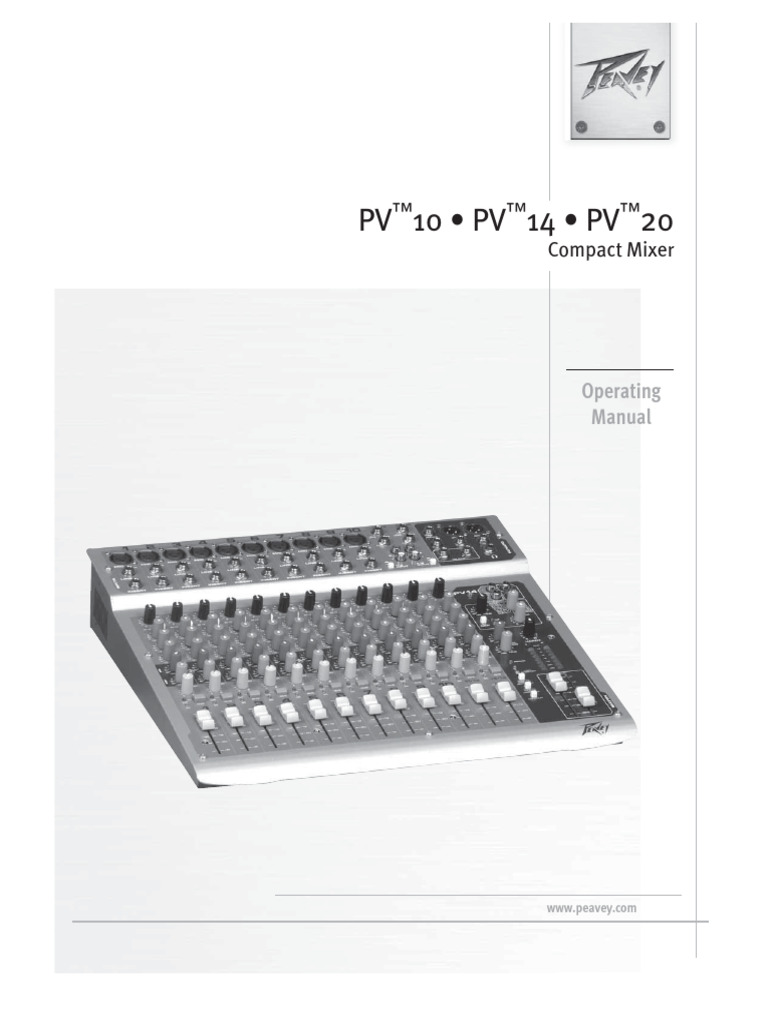 PV 10 - PV 14 - PV 20: Compact Mixer | PDF | ruido | Enchufes y tomas de corriente alterna