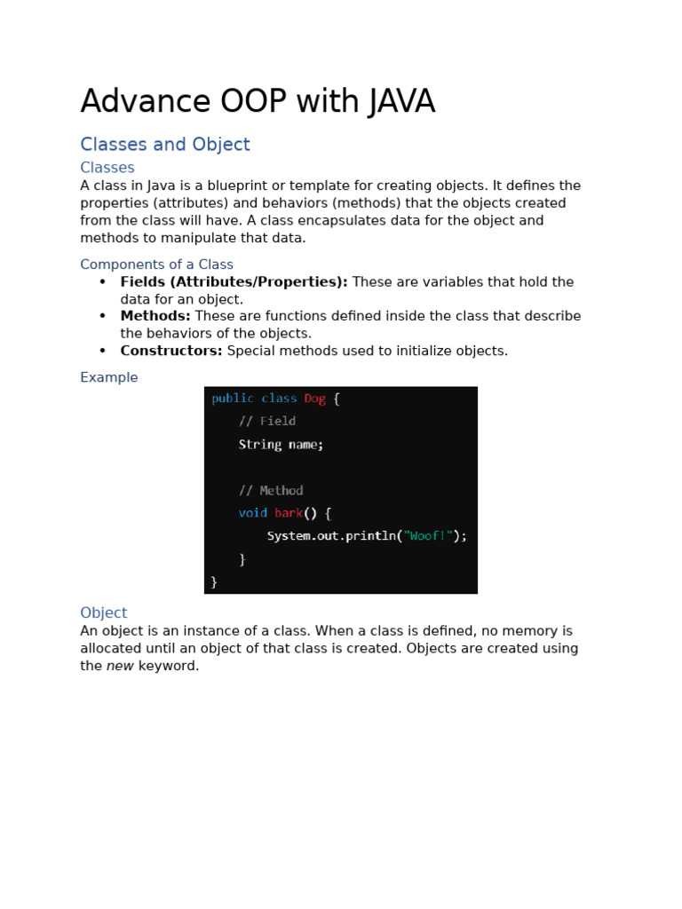 Advance OOP with JAVA. | PDF | Class (Computer Programming) | Inheritance (Object Oriented ...