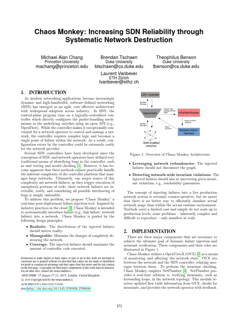 Chaos Monkey Increasing SDN Reliability Through | PDF | Reliability Engineering | Software ...