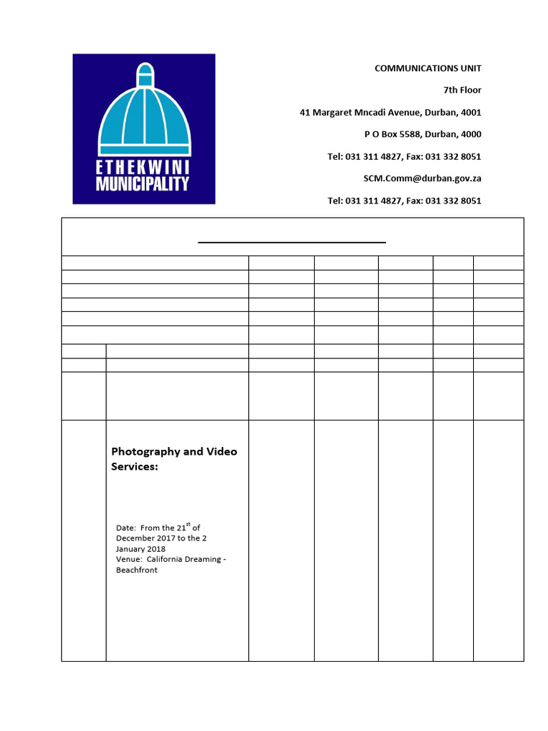 Photography and Videography Quotation Request | PDF | Telecommunications