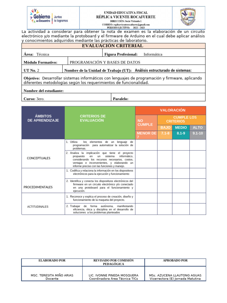 Evaluación Criterial Programacion y Soporte Tecnico-1 | PDF ...