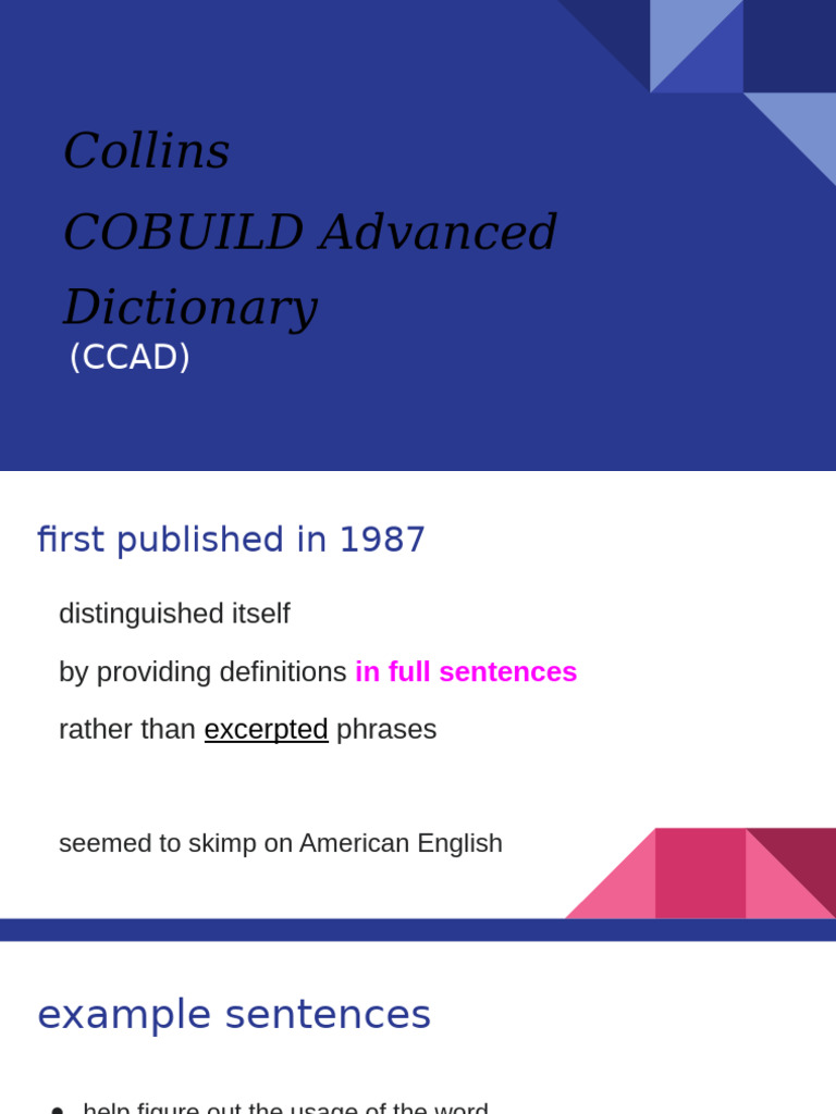 Collins COBUILD Advanced Dictionary - in English, Presentation | PDF